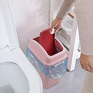 Minekkyes 3 Gallon Plastic Garbage Can, Kitchen Trash Can with Swing Lid, Pink