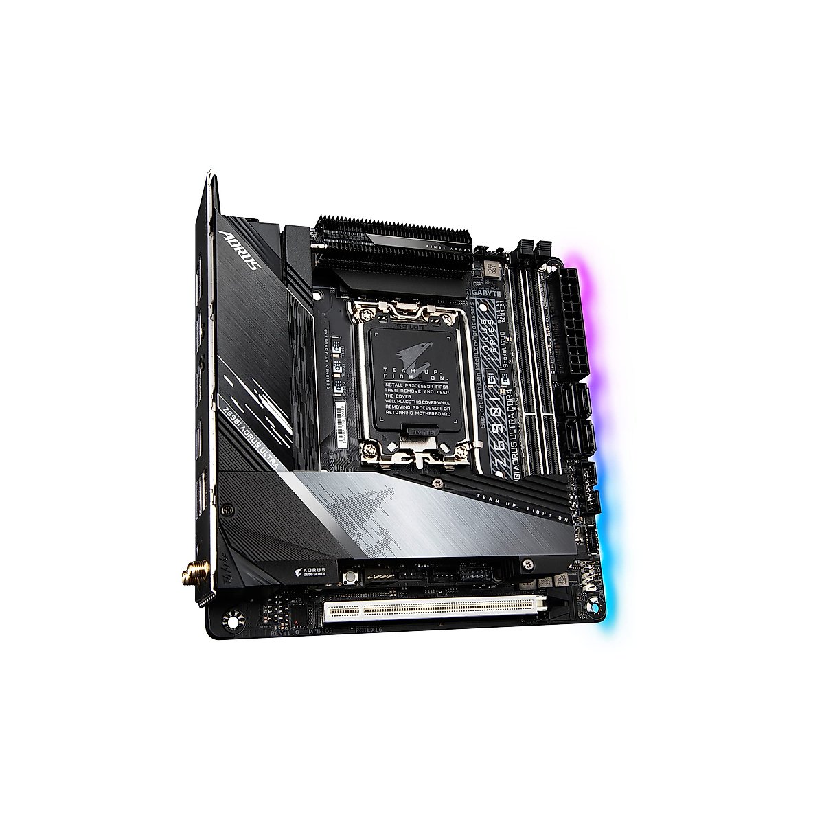GIGABYTE Z690I AORUS Ultra DDR4 (LGA 1700/ Intel Z690/ Mini-ITX/ DDR4/ Dual M.2/ PCIe 5.0/ USB 3.2 Gen2X2 Type-C/WiFi 6/ Intel 2.5 GbE LAN/Gaming Motherboard)