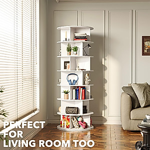 SpaceAid Cross Style 7-Tier Rotating Shoe Organizer, Spinning Shoe Rack Tower, 360 Display Lazy Susan Storage, Handbag Rotate Tower Closet Organization (Modern Style, White)