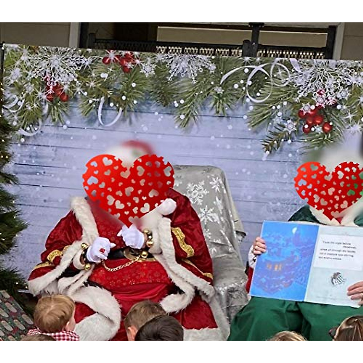 RUINI Winter Snowflake Wood Floor Christmas Pine Tree Backdrop Photography Christmas Photography Backdrop 7x5FT