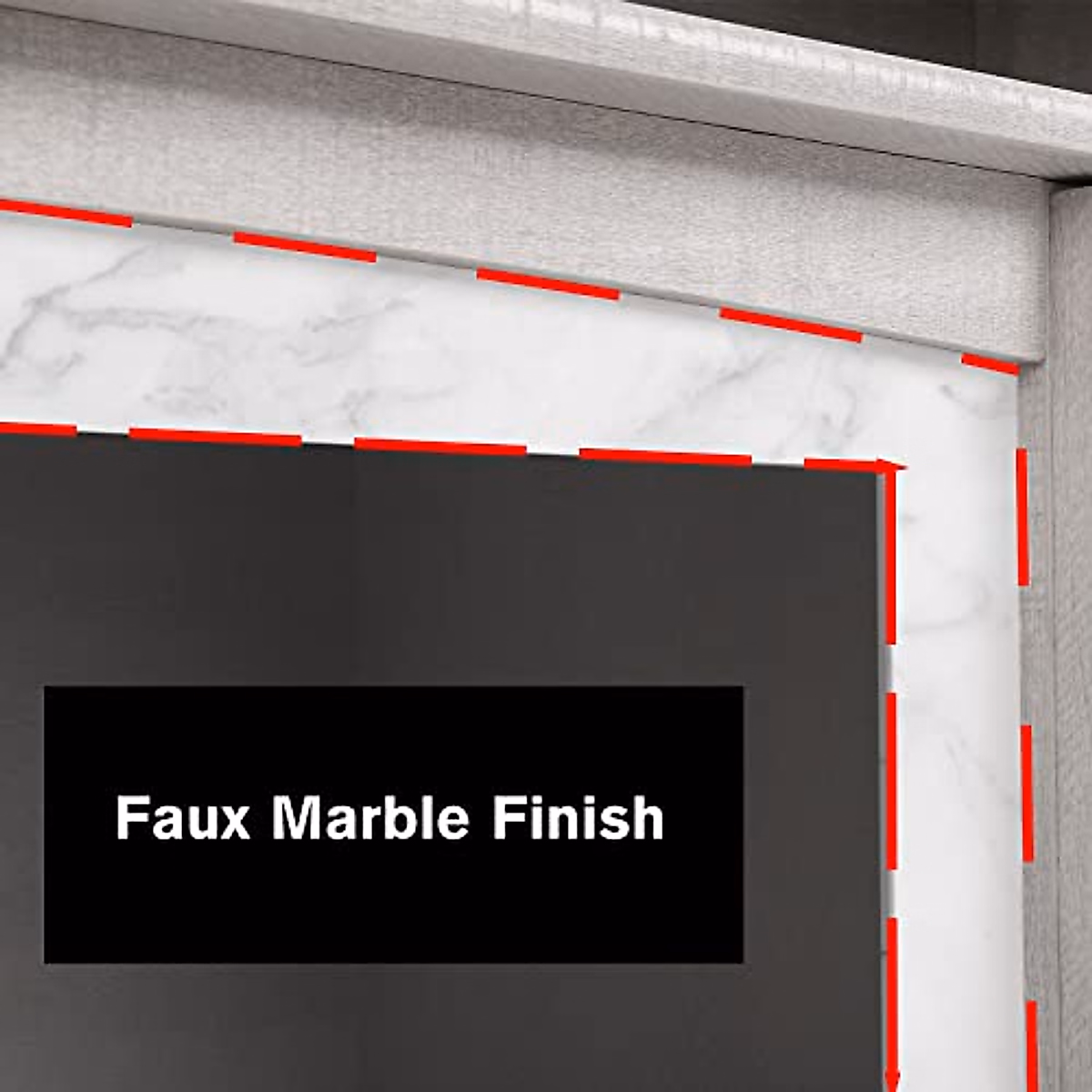 LGHM 58" TV Stand, Entertainment Center for 65 inch TV with Faux Marble Finish, Farmhouse White with Open Storage Shelves and Cabinets for Living Room, Bedroom