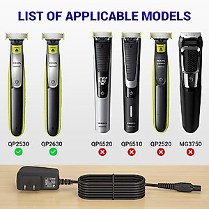 XXSZHY 8V HQ850 Shaver Charger Fit for Philips HQ850 Power Cord - Norelco One Blade QP2630 QP2530 Oneblade Razor Supply Adapter Replacement 3.3FT (8v 100ma)