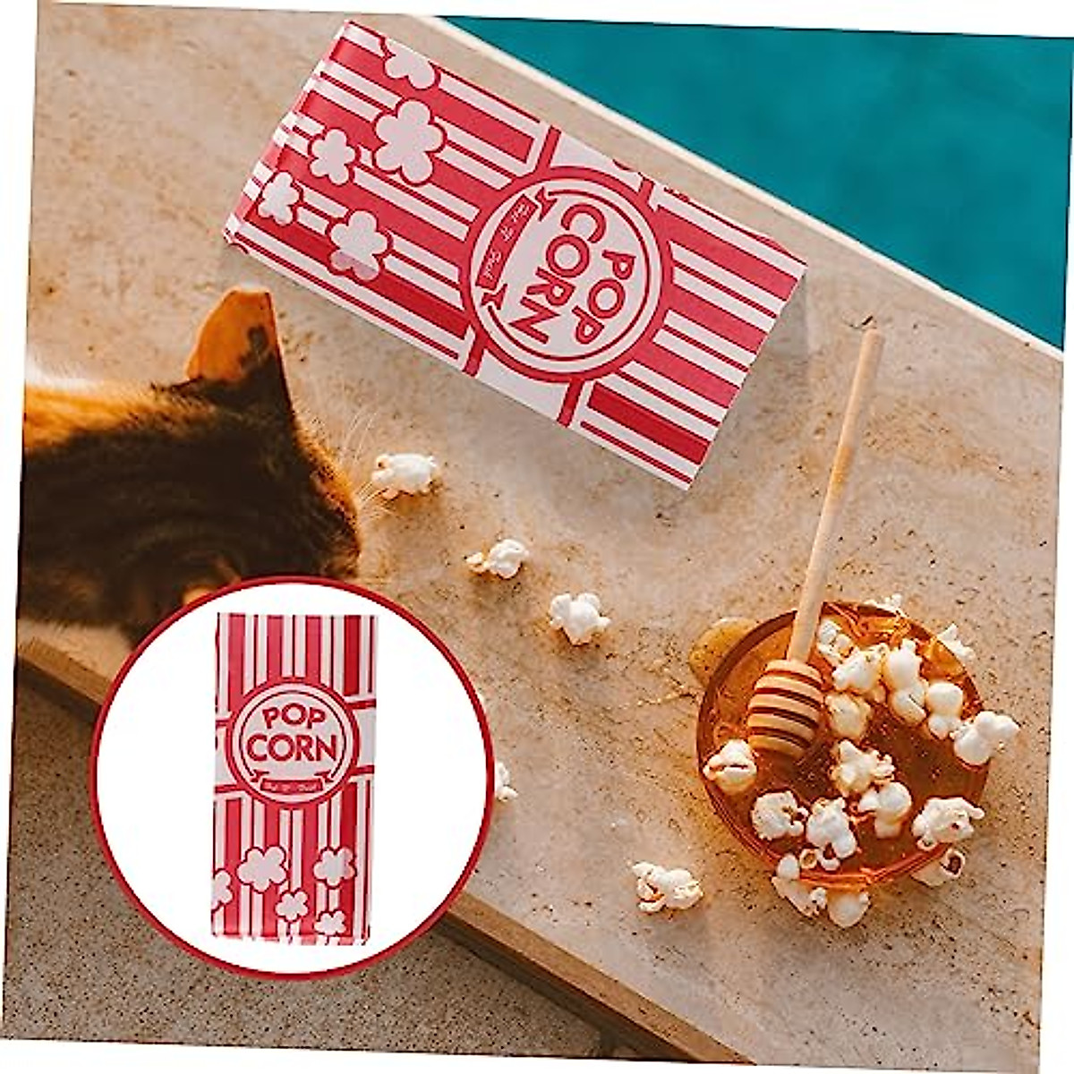 100pcs Popcorn Popcorn Packaging Bag Disposable Containers Cardboard Paper Organizer Snack Containers French Fry Holder Party Popcorn Bags Individual Popcorn Box Small Popcorn Bags