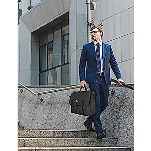 17 Inch Messenger Bags for Men, Large Laptop Briefcase Lightweight Unisex Crossbody Shoulder Bag College Satchel, Water Resistant Daily Computer Sleeve Case for Travel Office Gifts, Black