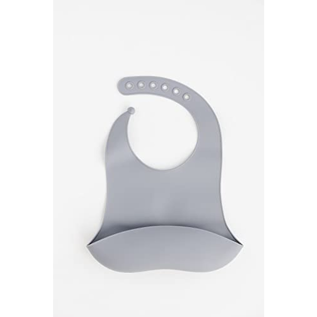 Solid Silicone Baby Bib, Baby and Toddler, Adjustable, Waterproof, Soft, Gray Blue
