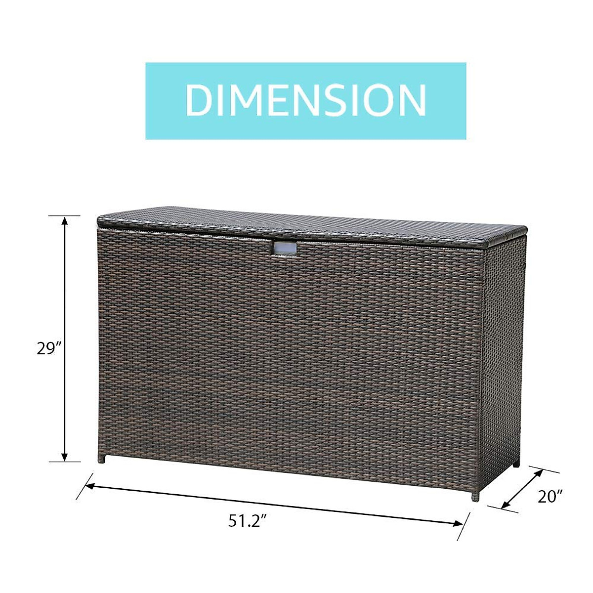 Patiorama Outdoor Wicker Storage Box Patio Aluminum Frame Espresso Brown Wicker Cushion Storage Bin Deck Box, 120 Gallon
