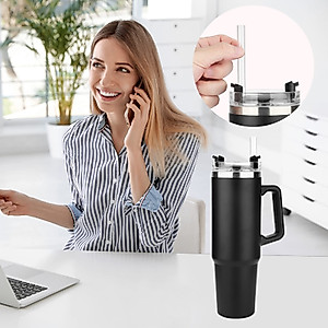 6PCS Replacement Straws for 40 oz Stanley Adventure Quencher Travel Mug, Clear Reusable Straw Replacement with Cleaning Brush Compatible with 40oz Stanley Water Bottle Cup Accessories