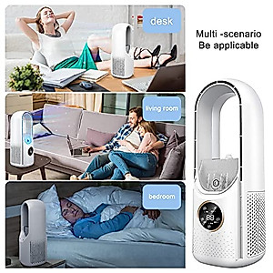 TREGOO Leafless Tower Fan, Bladeless Fan, Remote Control, Fan Touch Controls Fans Electric Quiet Fan Oscillating Standing Fan Evaporative Air Cooler