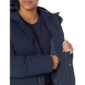 Amazon Essentials Men's Recycled Polyester Mid-Length Hooded Puffer (Available in Big & Tall), Navy, Large