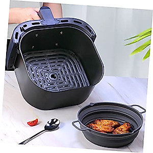 Alipis 2pcs Air Fryer Tray Silicone Bakeware Round Tray Non Stick Baking Sheet Folding Silicone Air Fryer Basket Air Fryer Liner Oven Liner Silicone Air Fryer Pad Reusable Air Fryer Mat