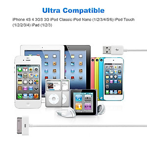 Aibocn MFi Certified 30 Pin Sync and Charge Dock Cable (New Packaging × 2 Pack)