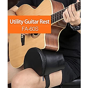 Flatsons Guitar Cushion Guitar Bass Cushion PU Leather Cover Support for Classical Acoustic Electric Guitar Players Guitarist Musical Instruments Accessories Tool (FA-60S Black)