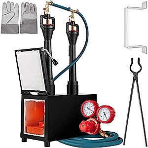 VEVOR Propane Knife Forge, Blacksmithing Forge with Dual Burners, Portable Propane Forge with Single Durable Door, Large Capacity Farrier Forge, Square Propane Burner Forge for Knife and Tool Making