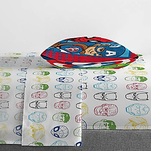Jay Franco Marvel Super Hero Adventures Double Team 4 Piece Toddler Bed Set Super Soft Microfiber Bed Set-Bedding Features Captain America,Spiderman, Iron Man & Black Panther Official Marvel Product