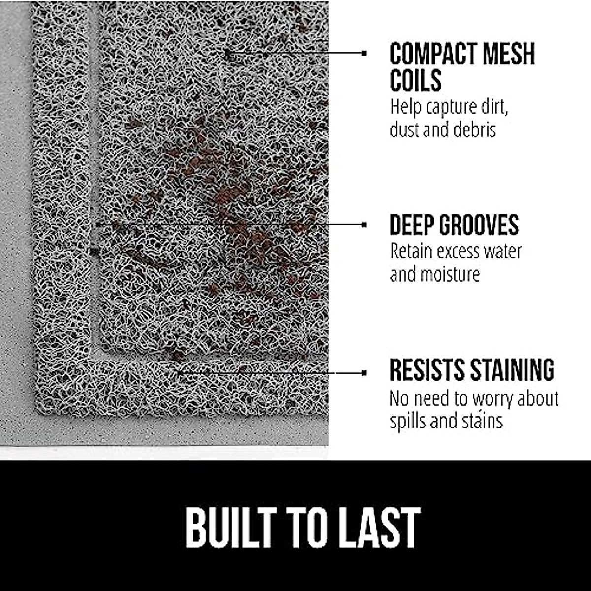 Gorilla Grip Stain and Fade Resistant Dirt Grabber Mesh Door Mat, Low-Profile, Heavy Duty Quick Dry Striped Doormat, Mats for Indoor or Outdoor Entry, Shoe Scraper, Garage Entrance Mat, 35x23, Gray