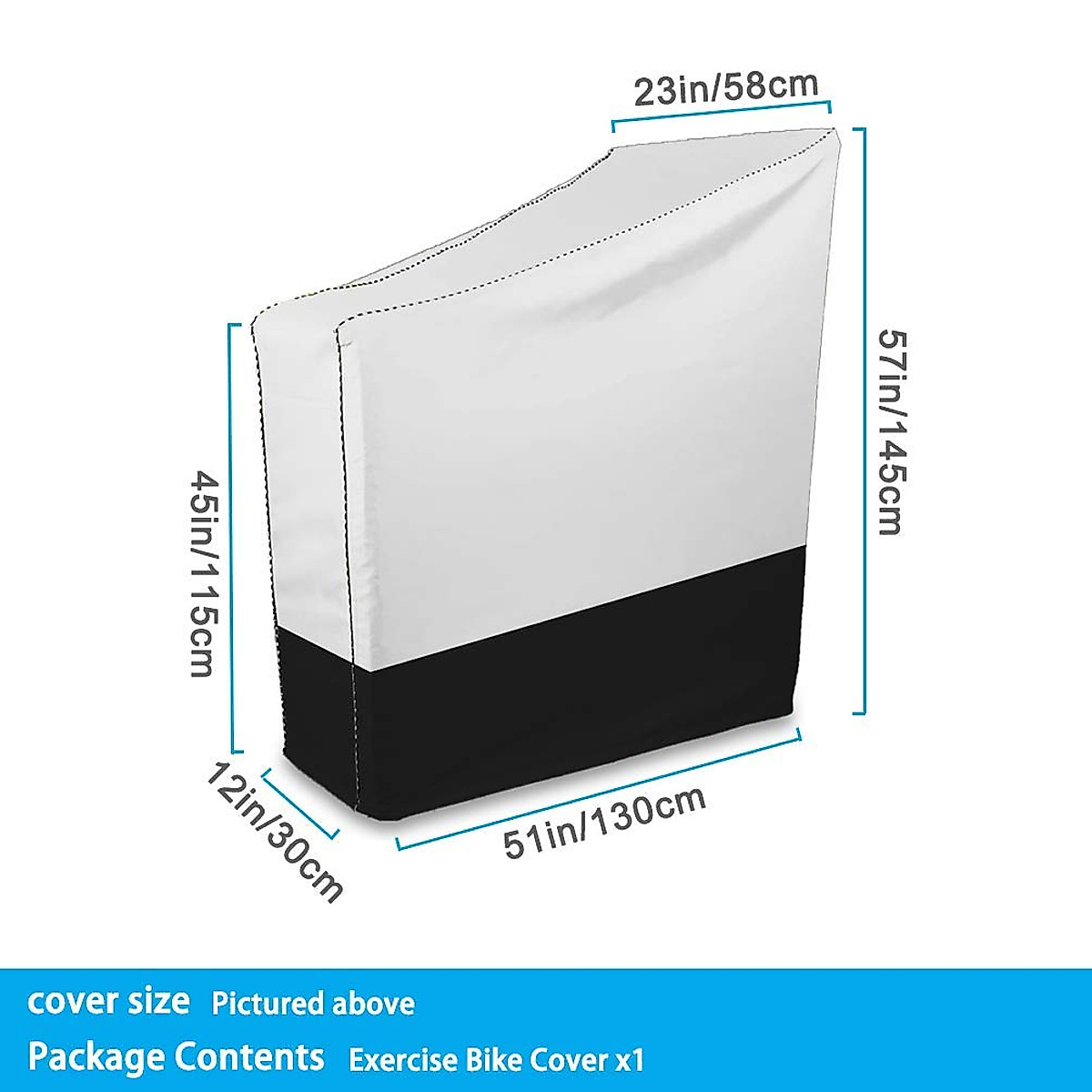 EPCOVER Exercise Bike Cover Indoor,Protective Cover for Upright Indoor Cycling Bike with Zipper Waterproof and Dustproof(Silver-Black,Large)