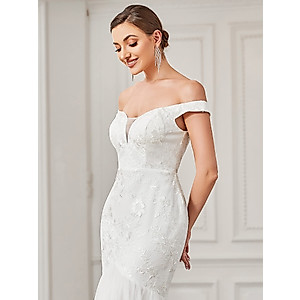 Ever-Pretty Women's Elegant Sleeveless Off Shoulder Mermaid Wedding Dresses for Women White US4