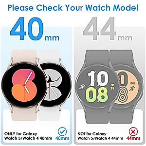 [3 Pack] Galaxy Watch 5/Galaxy Watch 4 40mm Screen Protector with Tempered Glass, QIBOX Hard PC Bumper Protective Case Face Cover Accessories Compatible with Samsung Galaxy Watch5 / Watch4
