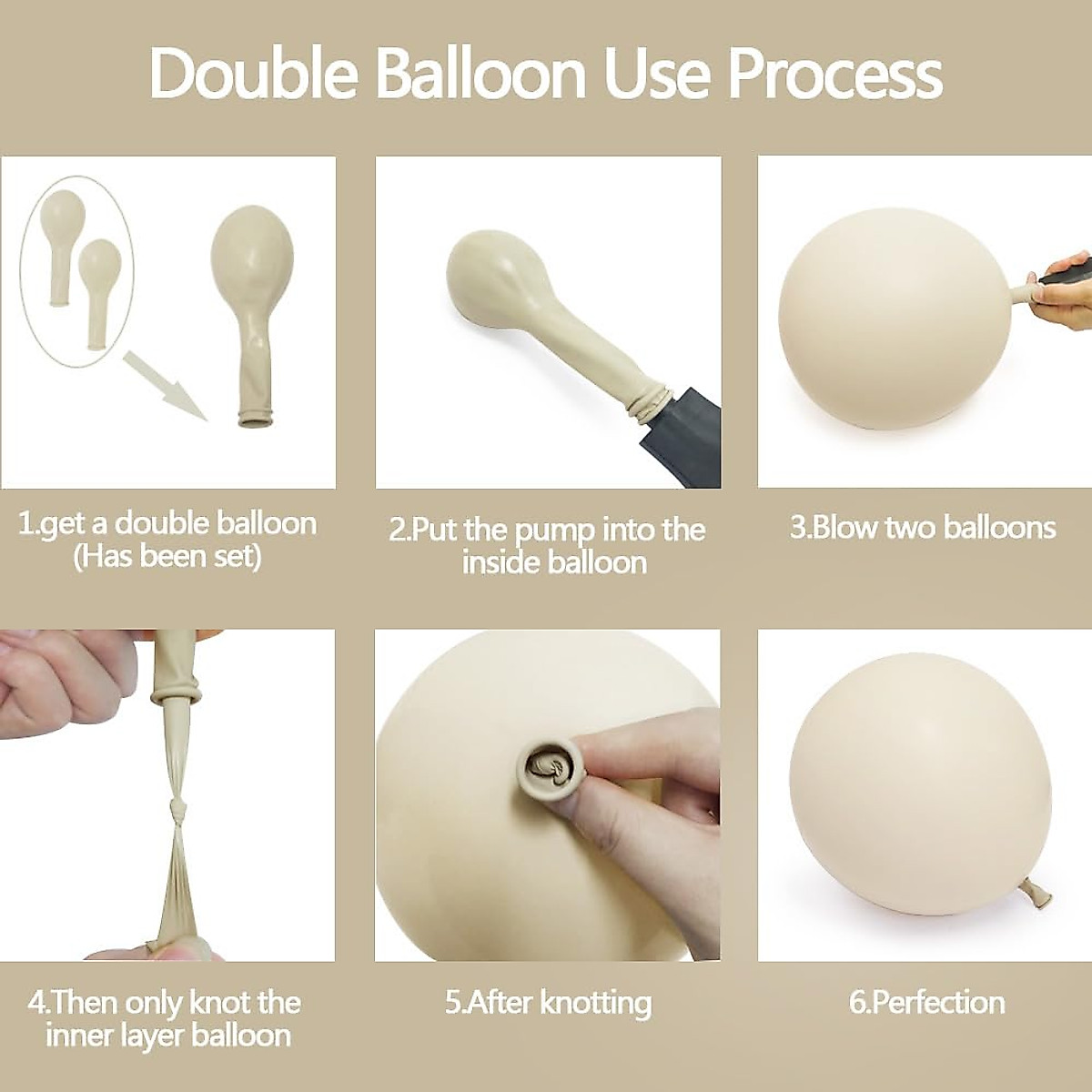 White Sand Gold Balloon Garland - Double Stuffed Pastel White Cream Beige Matte Balloons Neutral Nude Ivory Balloon Arch Kit for Boho Baby Shower Birthday Bridal Wedding Party Decoration