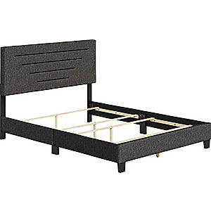 Boyd Sleep Cordoba Upholstered Platform Bed with Headboard and Durable Mattress Foundation with Strong Wood Slat Supports, Box Spring Required: Full, Charcoal