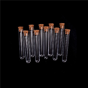 WarmShine 30 Pack 6ml Clear Plastic Test Tubes with Wood Cork Stoppers for Scientific Experiments Party Favor,12x75mm
