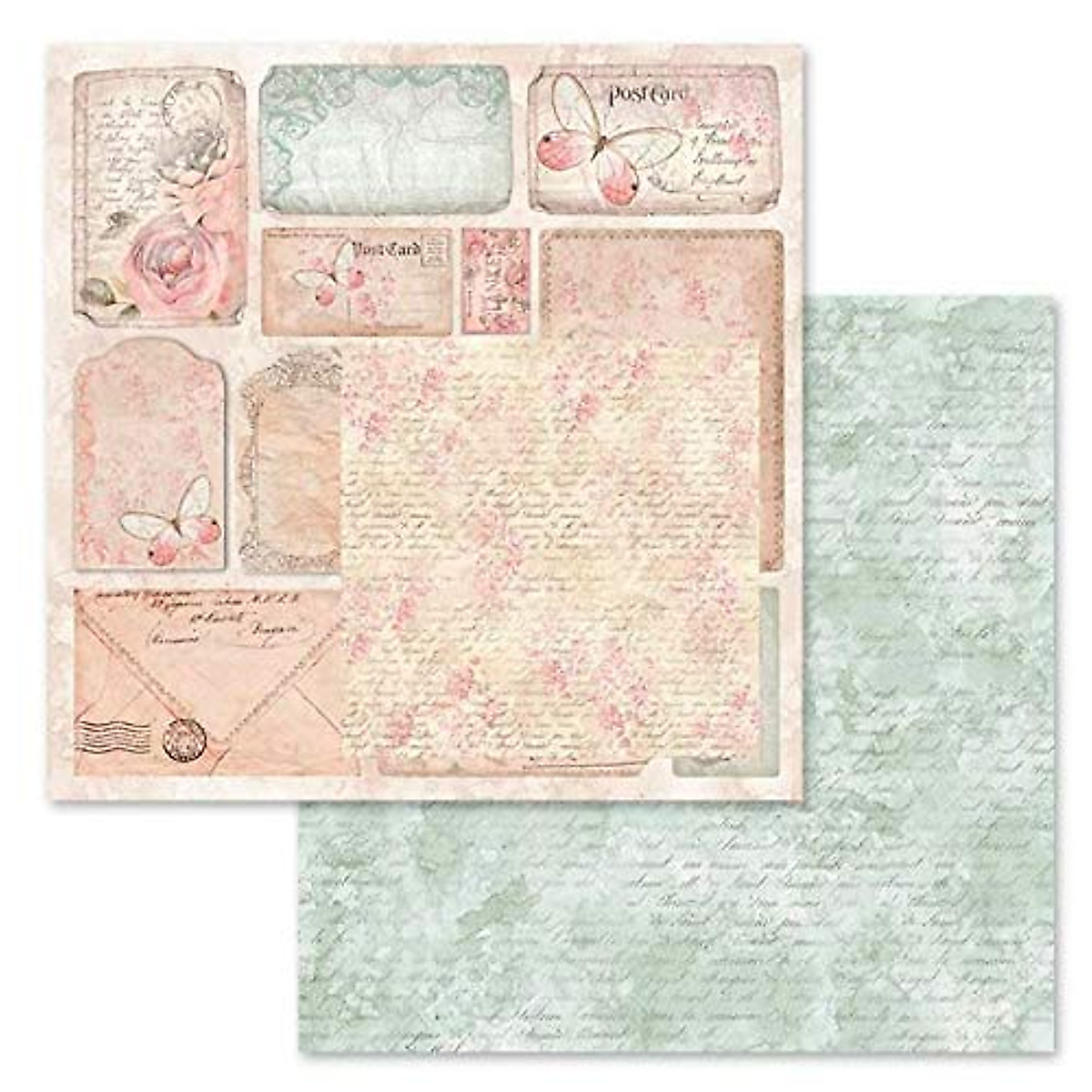 Stamperia Intl Double-Sided Paper Pad-Shabby Rose, 30.5 x 30.5 (12" x 12"), Multicoloured