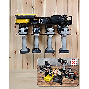 JoyPlus Heavy Duty Power Tool Drill Rack | Handheld & Power Tool Storage Organizer Wall Mounted Storage Rack Electric Drill Holder | Compact Steel Design (Drill Rack & Tool Shelf 2-in-1)