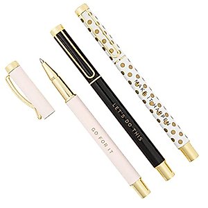 Sweet Water Decor Metal Inspirational Pen Set Inspirational Motivational Quotes Ballpoint Pen Chic Office Decor Gifts for Women Desk Supplies Accessories Gold Cute Pen Sets School Girly Cubicle Bosses