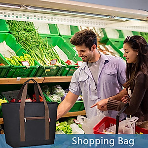 LHZK Large Cooler Bags Insulated Grocery Bags with Thermal Foam Insulation Reusable Grocery Bag Transport Cold Or Hot Food Apply to Delivery Bag, Travel Picnic Cooler (Black)