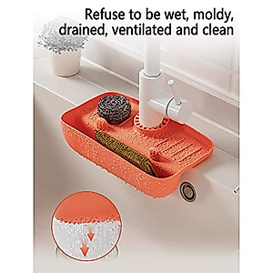 Faucet Spl𝚊sh-Proof Draining Rack, Kitchen Sink Water Collection Pad Non-Slip Countertop Pad, Non-slip Table Mat Kitchen Rag Sponge Wipe Drainage Storage Rack