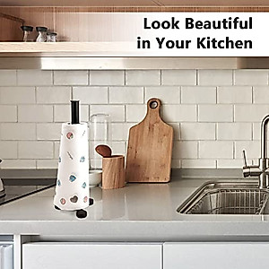 Paper Towel Holders Countertop with Suction Cups and Anti-Slip Mat, Paper Towel Stand for Kitchen Cling Film/Cabinet/Dining Table/Living Room Roll Paper Easy One-Handed Tear