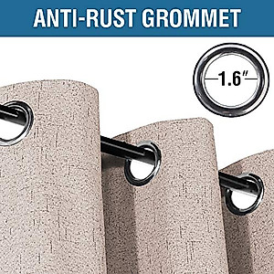 H.VERSAILTEX 100% Blackout Curtains for Bedroom Thermal Insulated Linen Textured Curtains Heat and Full Light Blocking Drapes Living Room Curtains 2 Panel Sets, 52x84 - Inch, Natural