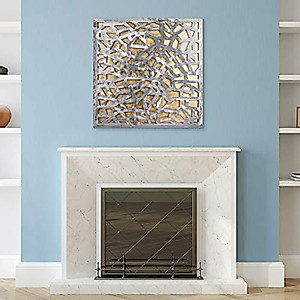 Empire Art Direct Enigma Polished Steel Sculpture Abstract Wall Art with Gold Leaf 3D Metallic Artwork,Ready to Hang,Living Room, Bedroom ＆ Office, 32" x 0.98” x 32