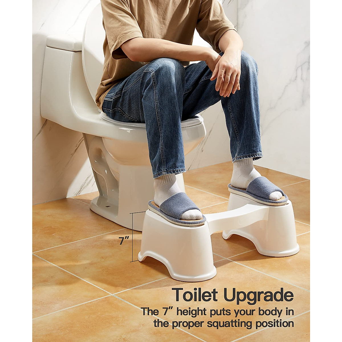 Pipishell Toilet Stool, 7” Bathroom Stool for Toilet, Detachable Toilet Potty Step Stool for Adults and Kids, Ergonomic Toilet Footstool with Non-Slip Pad, PITS01