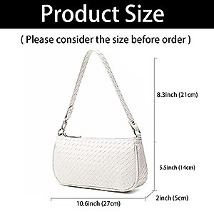 HROECHY Woven Shoulder Bags for Women Small White Purse Knoted Handbag Crocodile Pattern Clutch 90s Purses