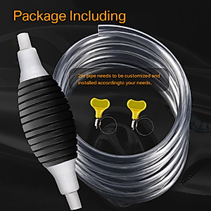 UGSHY 1 PC Car Gasoline Oil Pump, Manual Siphon Large Flow Gasoline Diesel Portable Oil Pump with 6.5Ft/2m Fuel Transfer Pump Tube 1 Air Bag 2 Metal Clamps, Universal for Most Car Accessories (White)