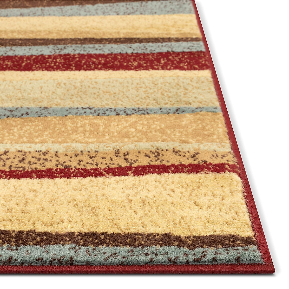 Well Woven Stripes Blue Red 3'3" x 5' Area Rug Carpet