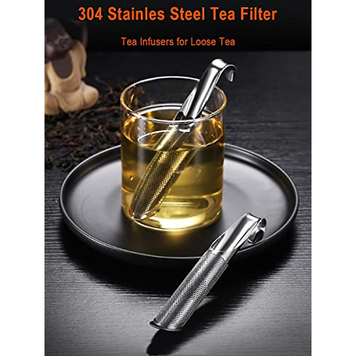 2PCS Tea Infuser for Loose Tea, 304 Stainless Steel Tea Strainer, Loose Leaf Tea Filter, Tea Diffuser, Long-handle Tea Steeper for Steep Tea, Loose Tea, Coffee, Rose, Spices
