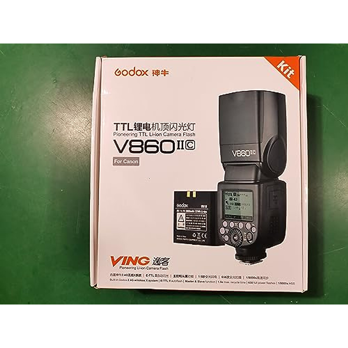 Godox V860II-C V860IIC Camera Flash Speedlite for Canon, 2.4G TTL Flash Speedlight GN60 1/8000s HSS, Rechargable Li-ion Battery, 650 Full Power Flashes, External Flash Compatible for Canon EOS Cameras