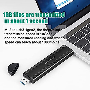 lonuo M.2 SSD Enclosure, M.2 NVME NGFF SSD Enclosure Adapter Plug and Play 10Gbps Dual Protocol Tool Free for Tablet for Desktop (Black)