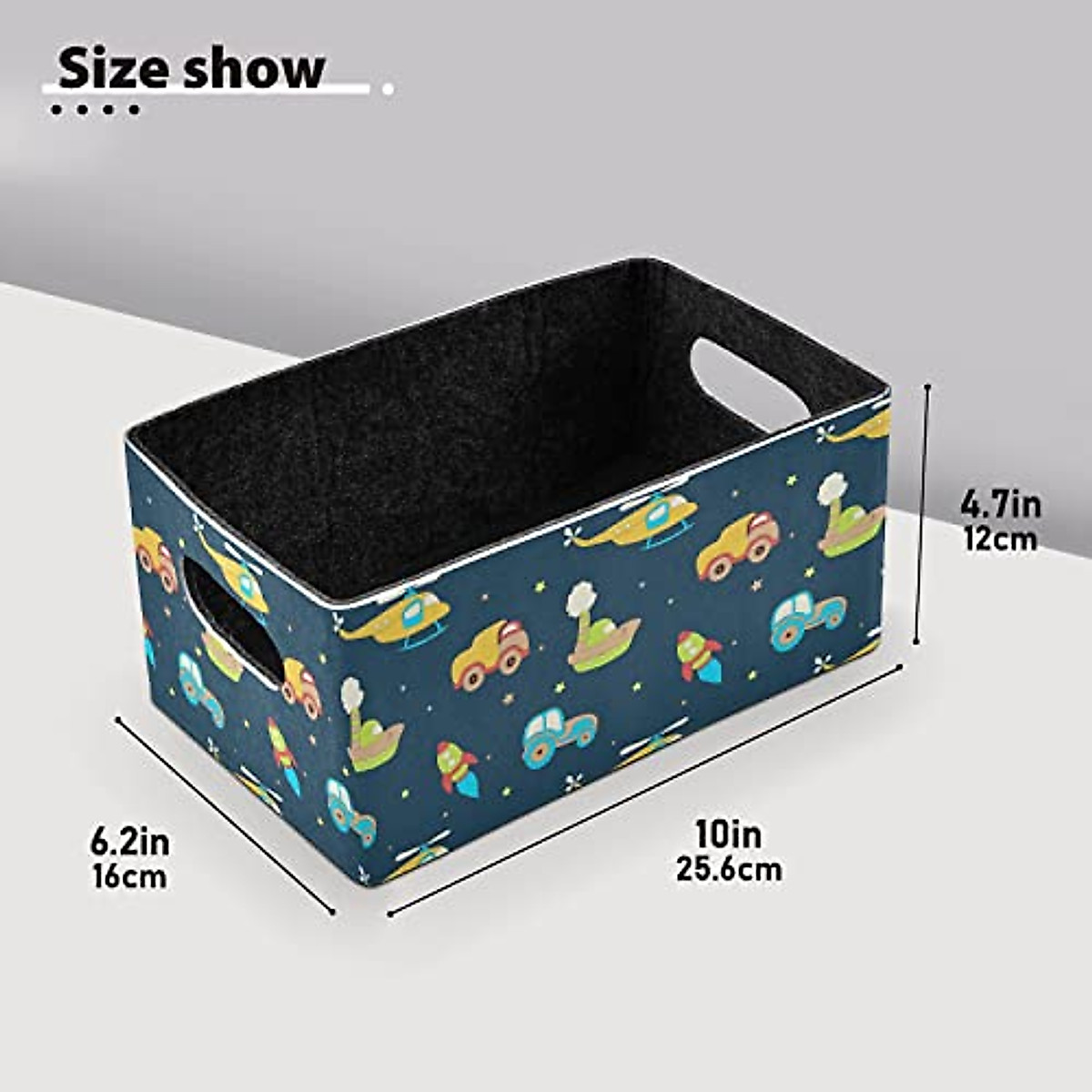 Cartoon Transports Car Storage Basket Felt Storage Bin Collapsible Storage Box Cloth Baskets Containers Organizer for Kids Bedroom Magazine