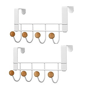 Zagxuade 2Pack Over The Door Hooks , White Door Hangers for Hanging Towels, Clothes, Robe, Hat, Tote Bag, Umbrella