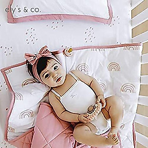 Ely’s & Co. Crib Sheet 1-Pack Combed Jersey Cotton for Baby Girl — (Pink Raindrops)