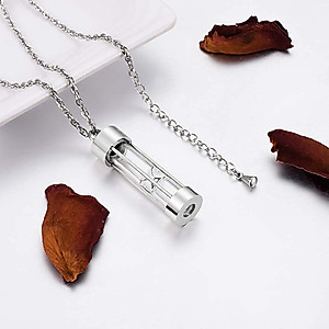 abooxiu Hourglass Ashes Necklace for Men for Women Urn Necklace for Ashes Stainless Steel Memorial Keepsake Cremation Jewelry Ashes Holder - Silver