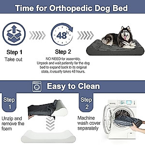 Casa Paw XL Orthopedic Dog Bed - Extra Large, Washable, Memory Foam with Comfy Pillow, Waterproof Lining & Non-Skid Bottom