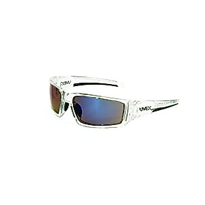 Uvex by Honeywell Hypershock Safety Glasses, Clear Frame with Blue Mirror Lens & Anti-Scratch Hardcoat (S2975)