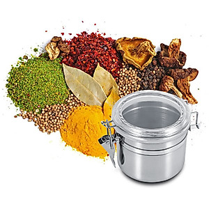 Food Storage Container Set, 4 Sizes Stainless Steel Kitchen Food Storage Container Bottle with Clear Lids for Tea Coffee Sugar Flour Baking Dry Storage, Metal Pantry(34x20x24cm / 13.4x7.9x9.4in)