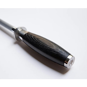 KANKA Sharpening Rod - Honning Tool. Premium 9 inch High Carbon Stainless Steel rod. Pakka Wood Handle. Easy to Use Honer for Knives and blades.