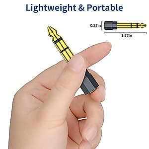 2 Pack 6.35mm 1/4 Male to 3.5mm 1/8 Female Stereo Headphone Adapter Audio Jack Plug Gold Plated for Speaker Headphone Guitar Digital Piano Amp Adapte (Grey)