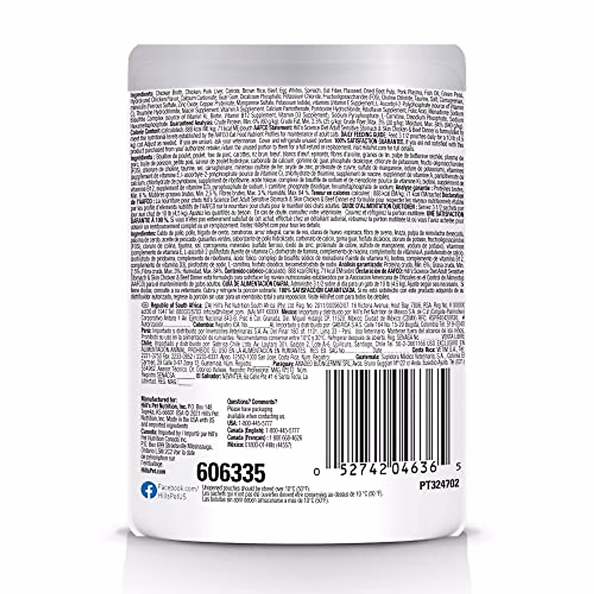 Hill's Science Diet Adult Sensitive Stomach & Skin Wet Cat Food Pouches, Chicken & Beef, 2.8 oz (Pack of 24)